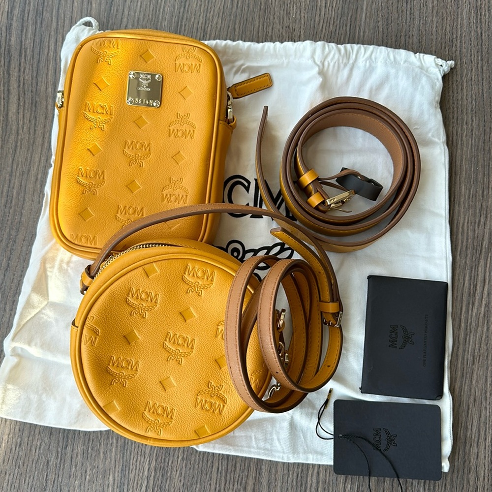Mcm Set Including Two Leather Bags And A Belt. - Gem